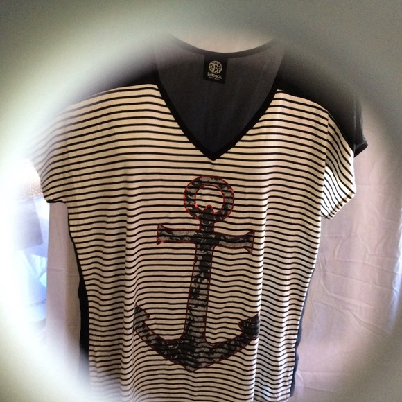 bombea | Tops | Nautical Anchor Front Back Sheer Blouse | Poshmark